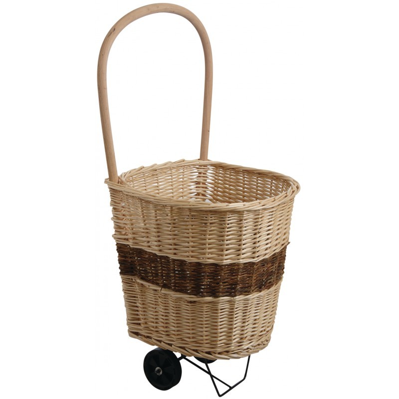 White wicker log trolley - Boisnature'l