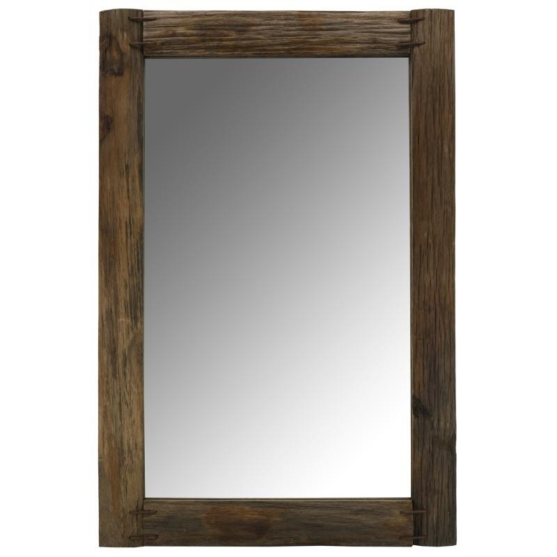 Miroir mural rectangulaire en bois recyclé rustique - Boisnature'l